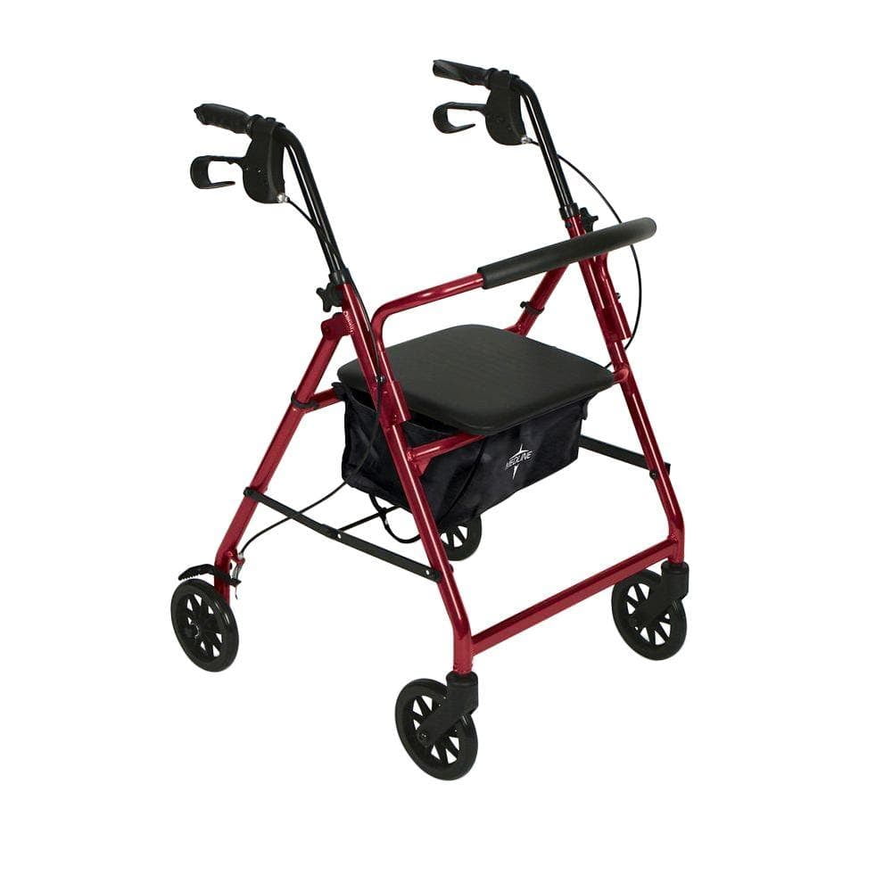 Steel Lightweight Folding 4-Wheel Rollator in Red - Walmart.com