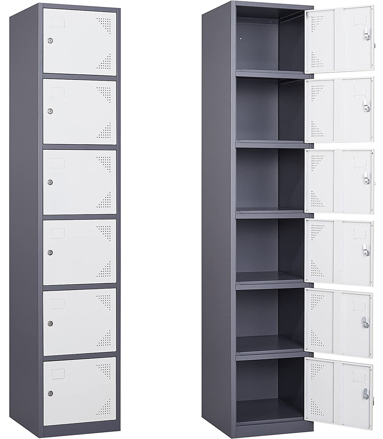 Steel Locker Storage Cabinet, 6 Doors Metal Locker with Lock and Keys ...