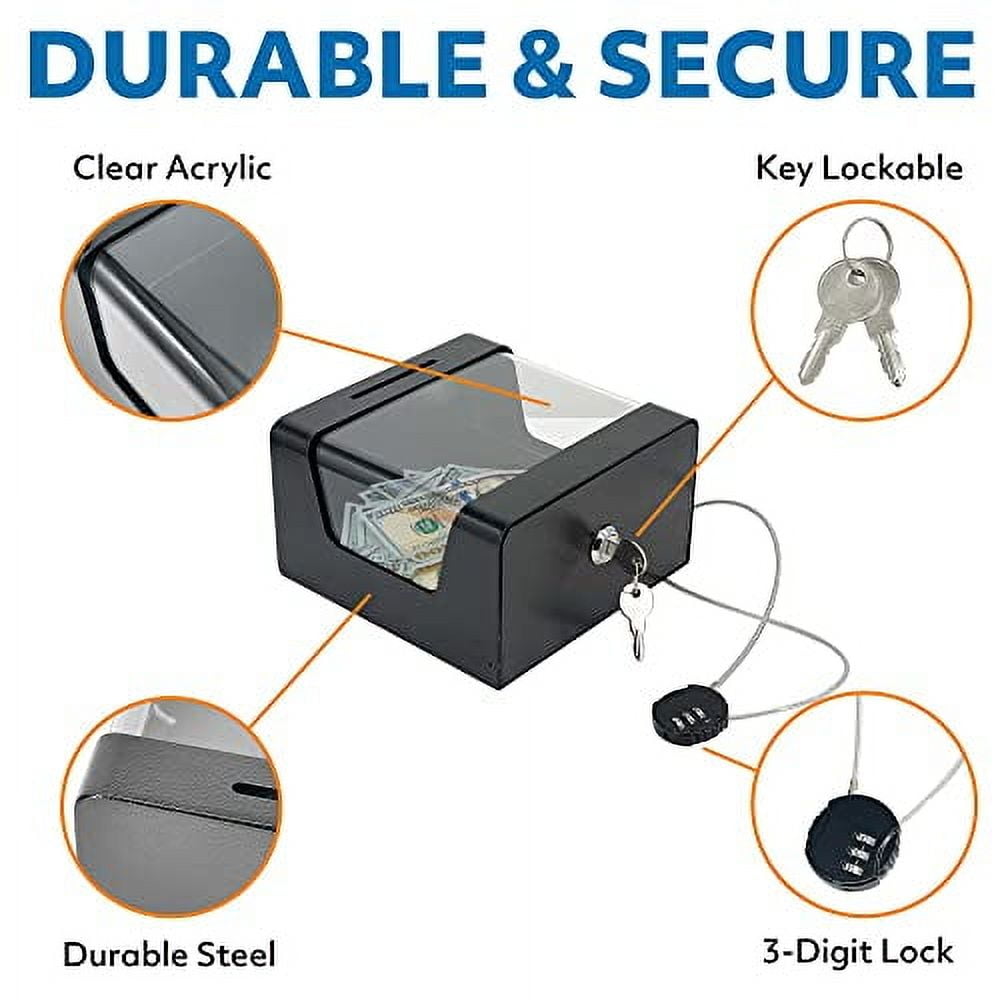 Steel Locking Tip Box - Heavy Duty Secure Tip Jar with Combination ...