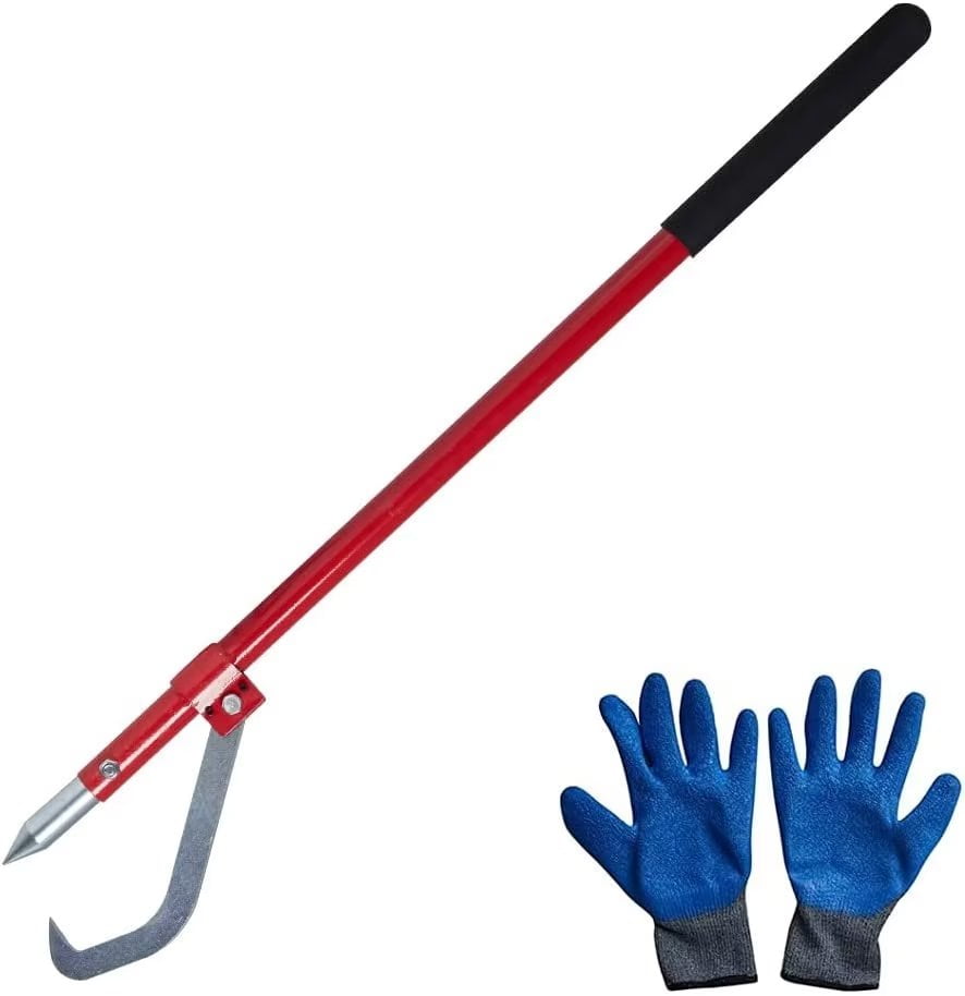 Steel Log Peavey Tool, Cant Hook, with Moving Hook & Gloves, 42in Tree ...
