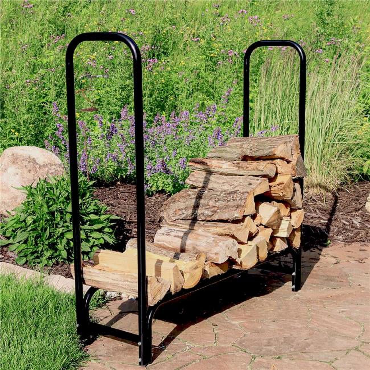 Steel Log Rack with Cover, Black - Walmart.com