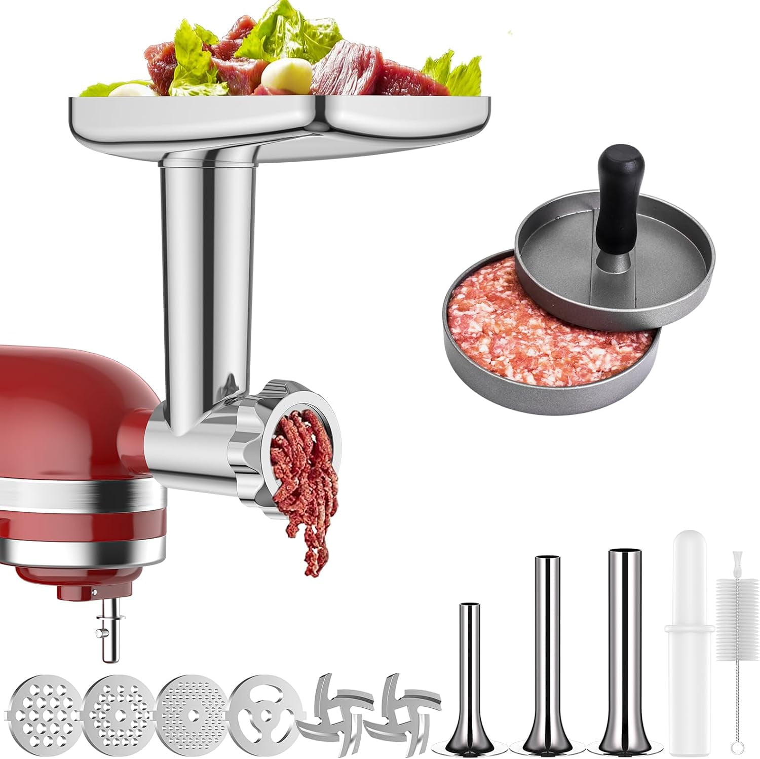 Steel Meat Grinder for KitchenAid Mixer, Meat Grinders, Sausage Stuffer ...