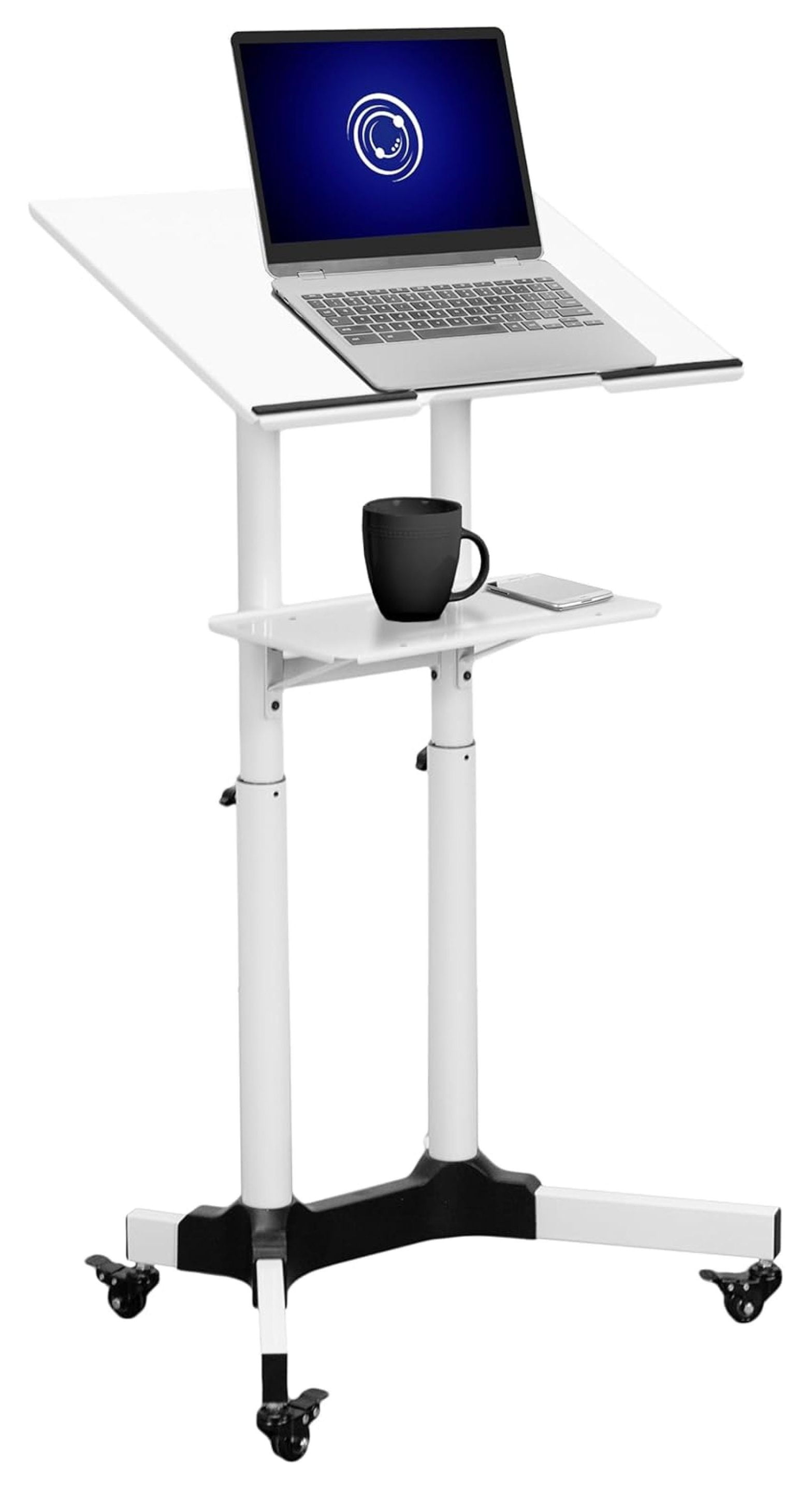 Steel Mobile 24 inch Height Adjustable Multi-Purpose Rolling Podium, Lectern, and Laptop ...