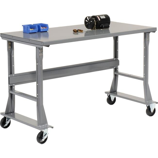 Steel Mobile Fixed Height C-Channel Flared Leg Workbench - Gray - 48 x ...