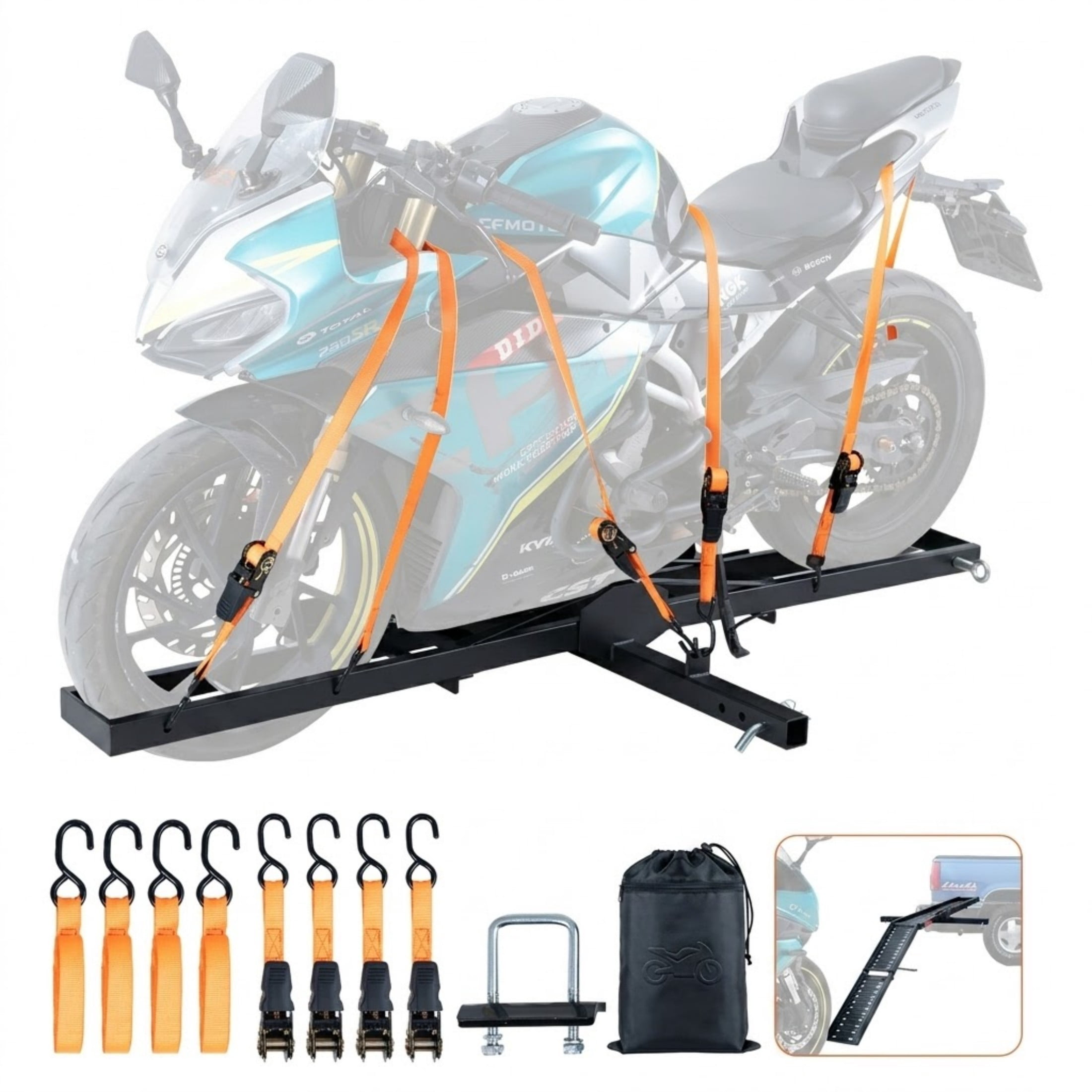 Steel Motorcycle Carrier Hitch Mount 600 LBS Capacity, Dirt Bike ...