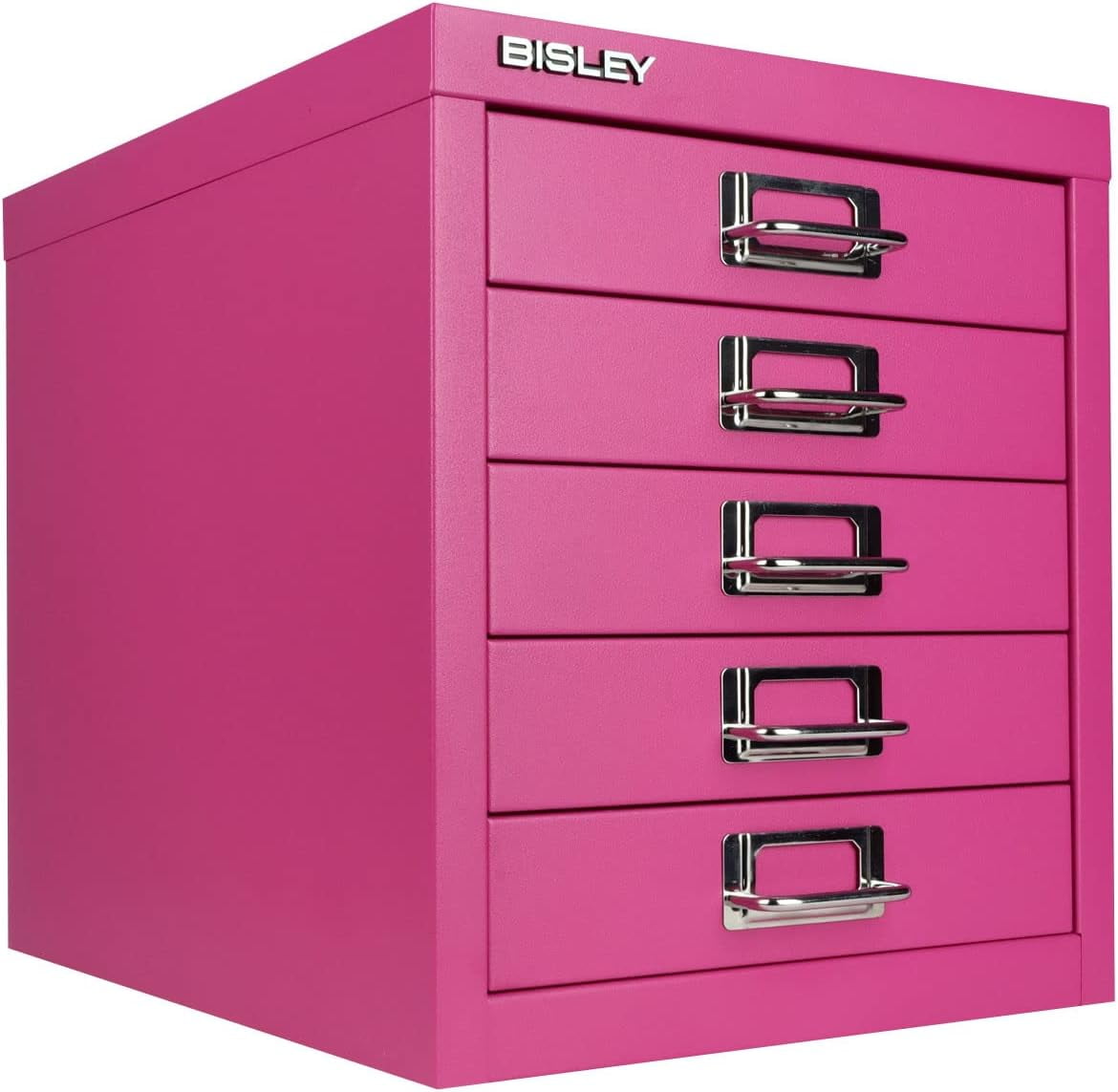Steel MultiDrawer Cabinet - Light Grey, Chrome Pull Handles with Label ...