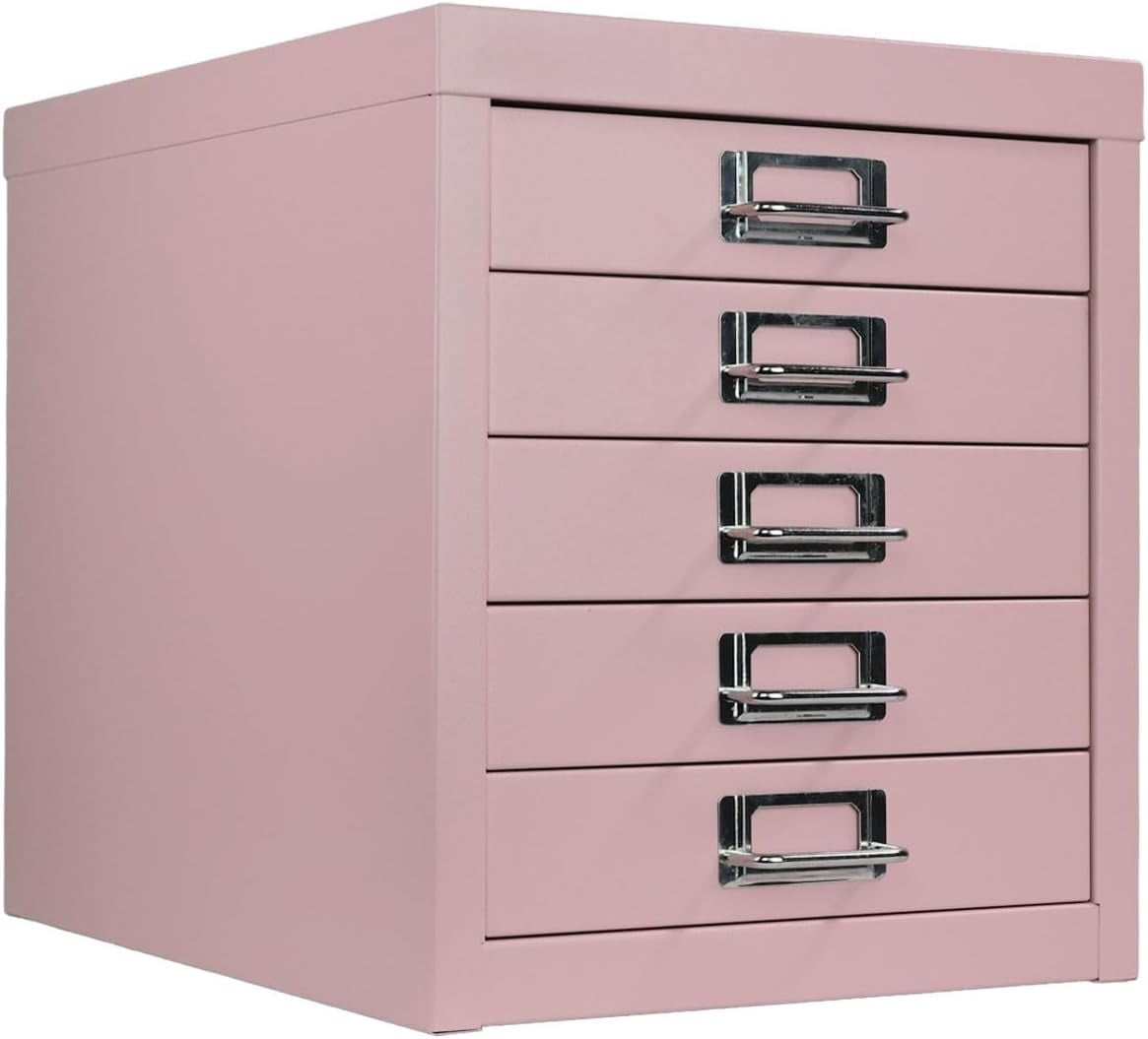 Steel MultiDrawer Cabinet - Light Grey, Chrome Pull Handles with Label ...