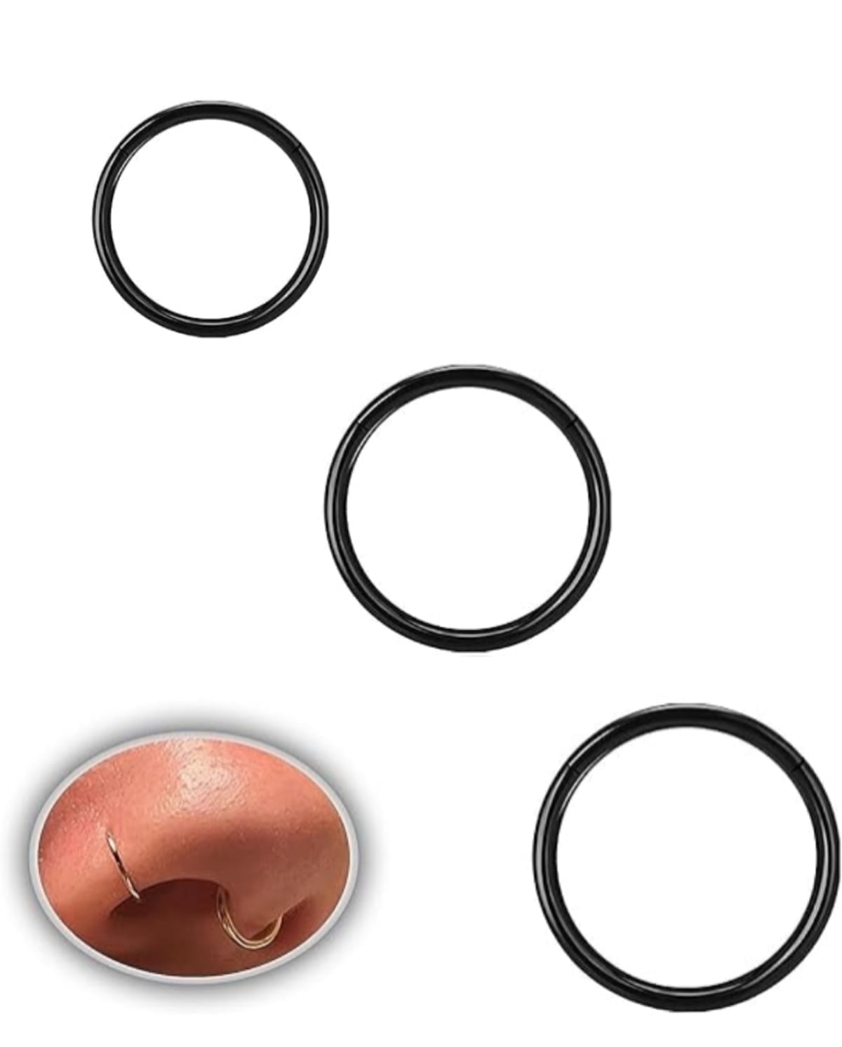 Steel Nose Rings Hoop,Septum Clicker Hinged Segment Ring,Lip Ear ...