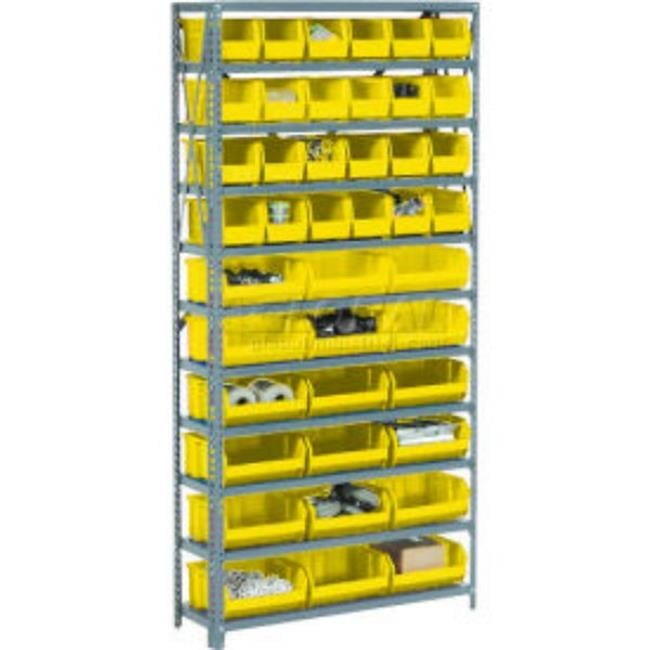 Steel Open Shelving - 28 Yellow Stacking Bins & 8 Shelves - 8.25 x 14. ...