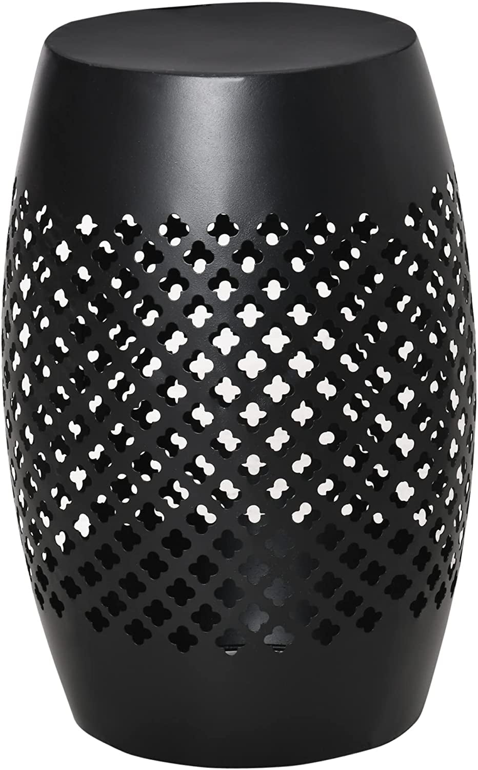 Steel Outdoor Side Table, Round Hollow Drum Patio End Table, Accent ...