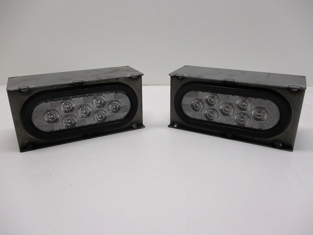 Steel Oval Mounting Boxes / 6 inch Clear Red LED Brake Stop Turn Tail ...