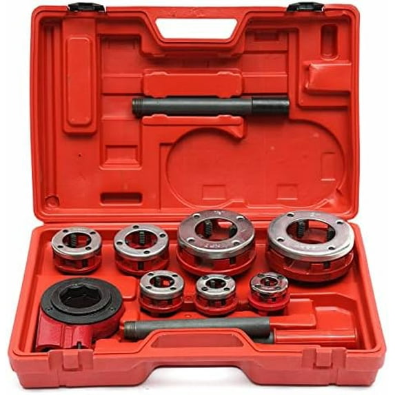 Steel Pipe Thread Cutter Tap Bar Head Handheld w/ 7 Dies Set, 3/8" to 2 ...