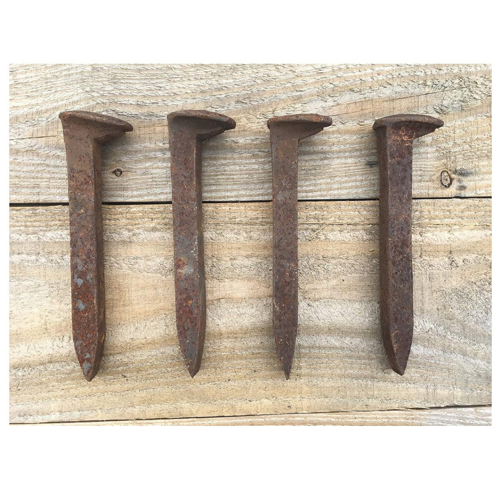 Steel Railroad Spikes - Set of 4 Metal Spikes - Heavy Duty Track Spikes for Landscaping, Garden ...