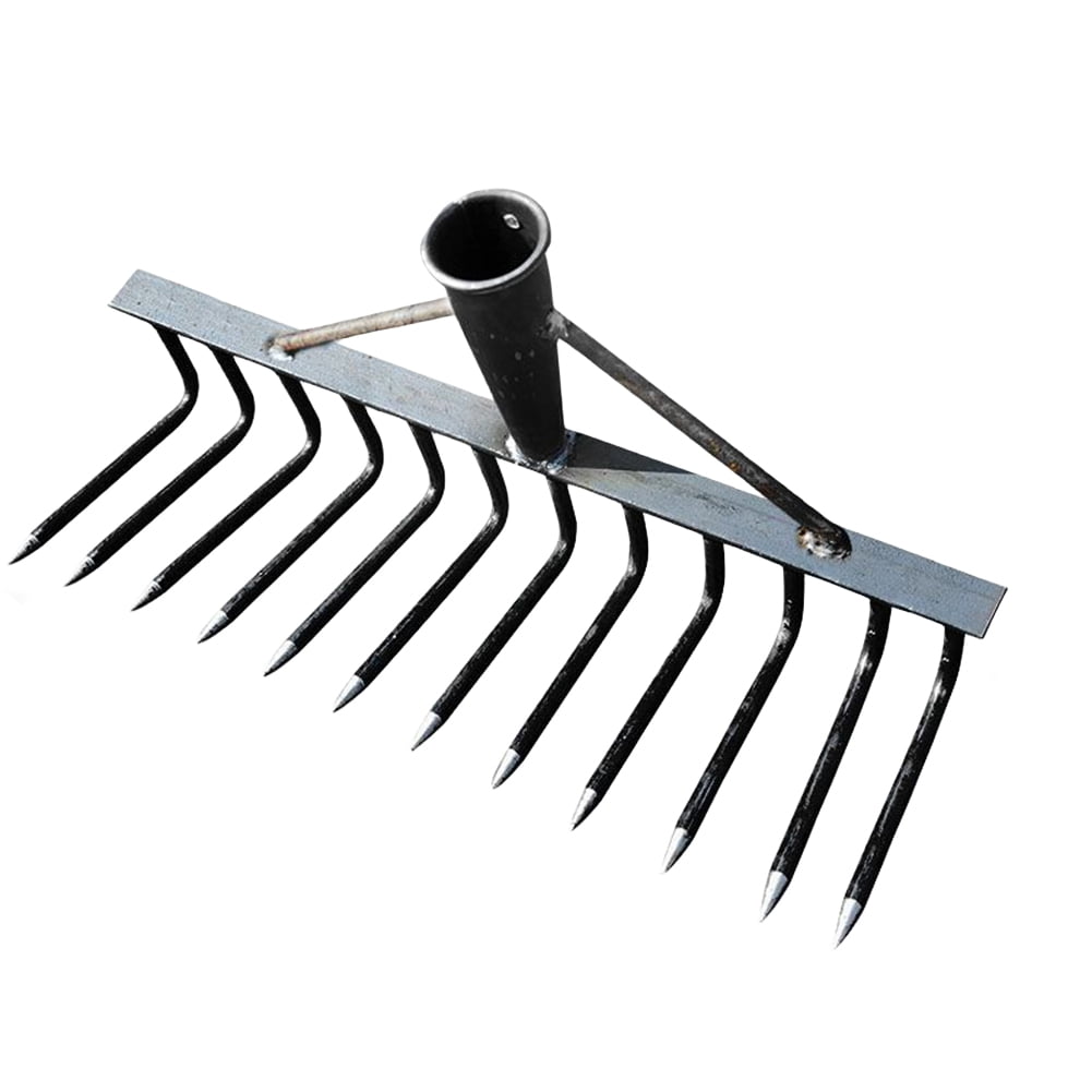 Steel Rake for Gardening Heavy Duty with 12 Metal Tines,Sharp Durable ...