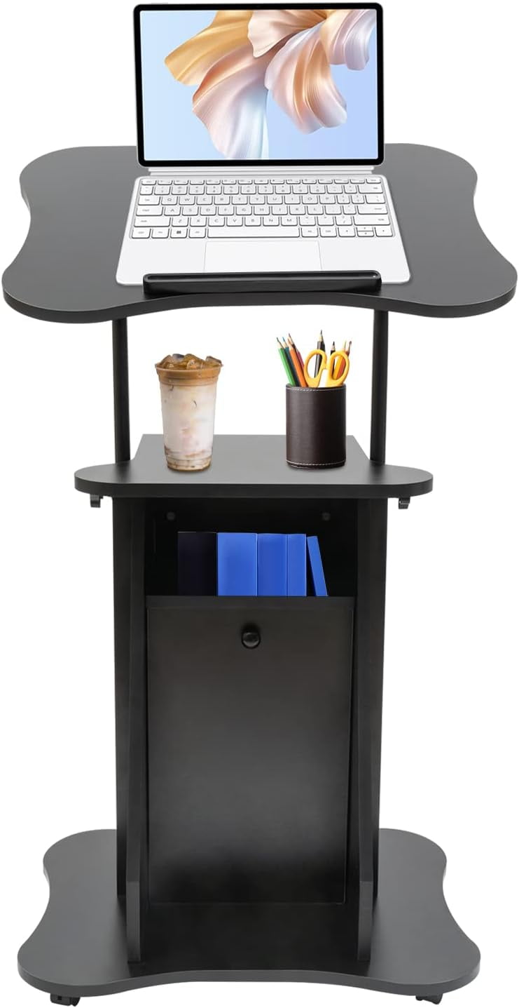 Steel Rolling Podium with 25.98-43.31in Height Adjust, Mobile Laptop ...