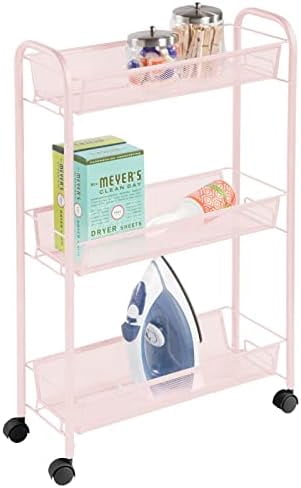 Steel Rolling Utility Cart Storage Organizer Trolley with 3 Basket ...