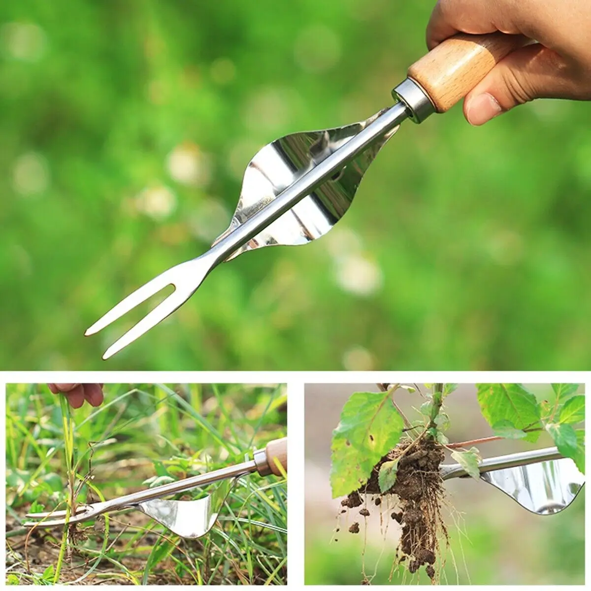 Steel Root Extractor Wooden Hand Weeder Removal Machine Weed Puller ...