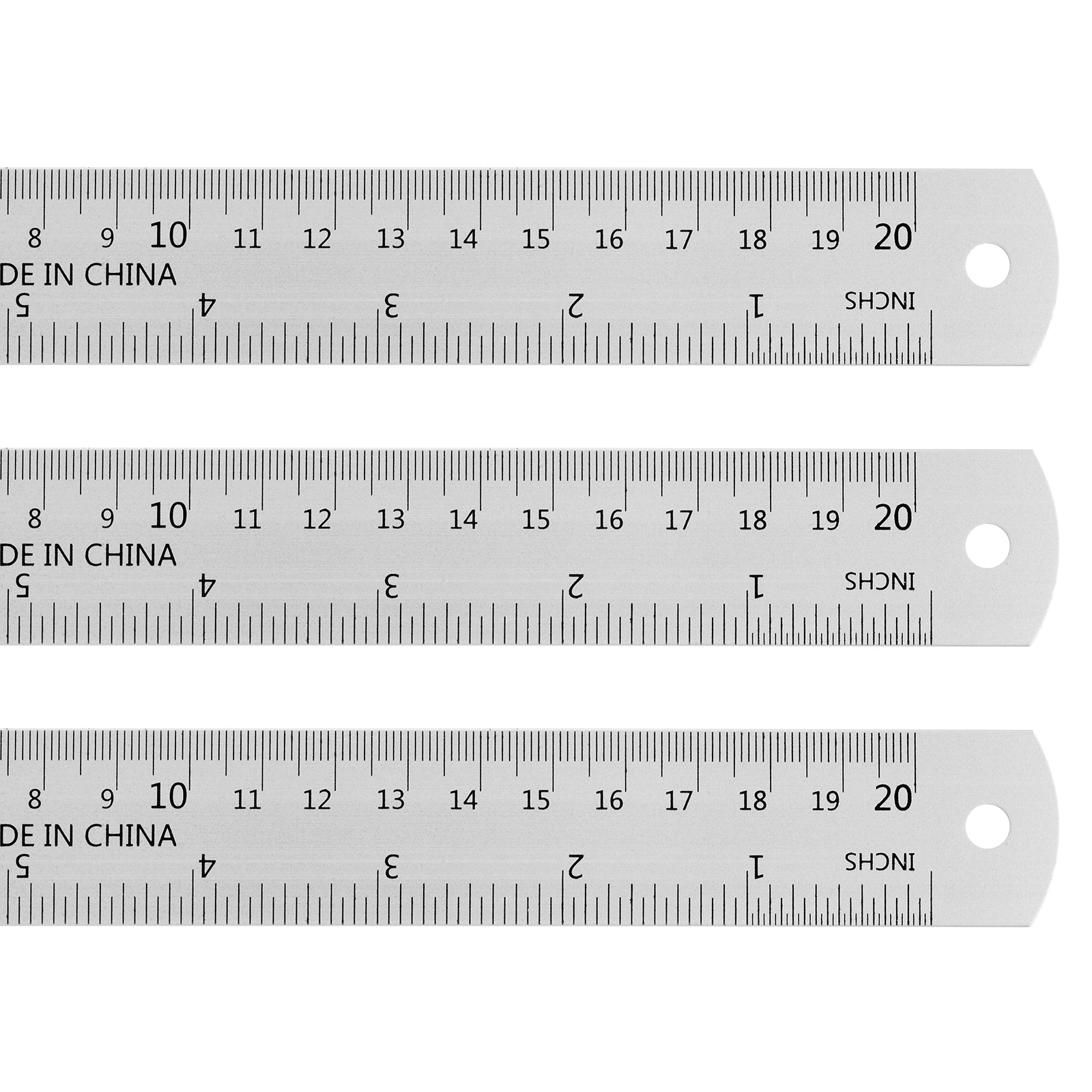 Steel Ruler 20cm 8 Inch Aluminum with Conversion Table, 3 Pieces ...