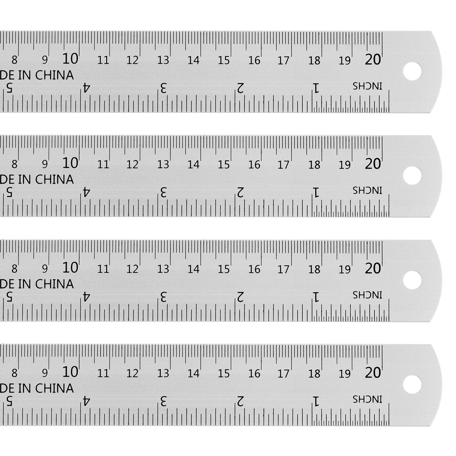 Steel Ruler 20cm 8 Inch Aluminum with Conversion Table, 4 Pieces ...