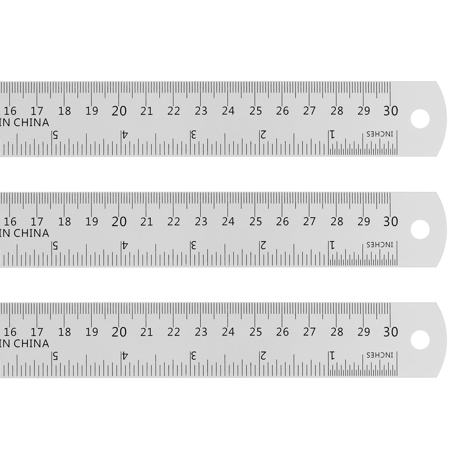 Steel Ruler 30cm 12 Inch Aluminum with Conversion Table, 3 Pieces ...