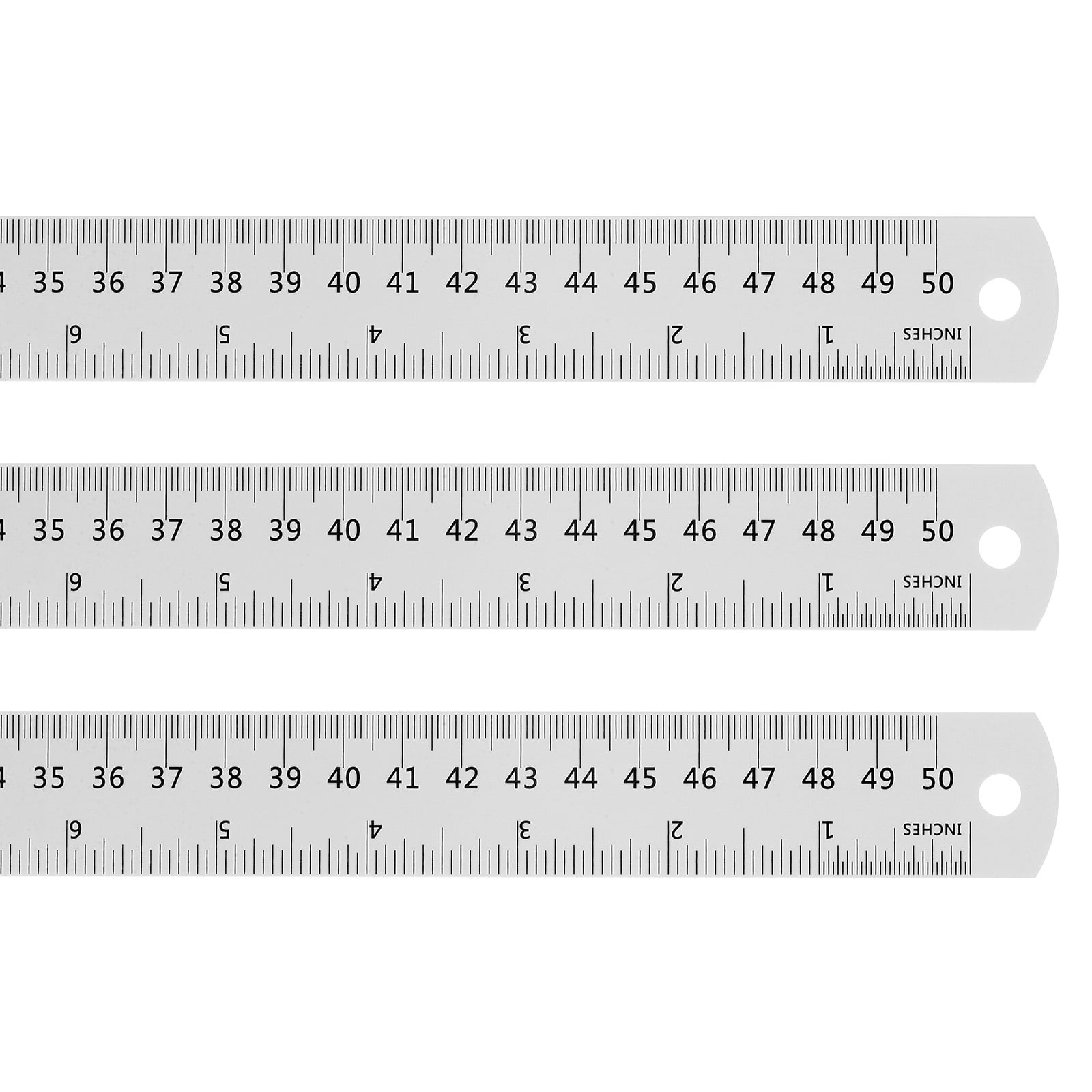 Steel Ruler 50cm 20 Inch Aluminum with Conversion Table, 3 Pieces ...