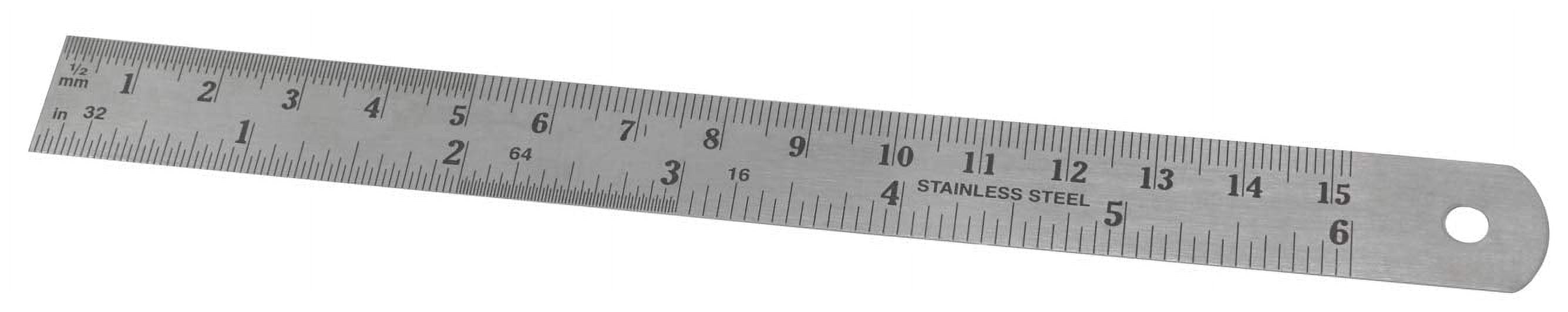 Steel Ruler with Hanging Hole - Inches, Millimeters for Measuring ...