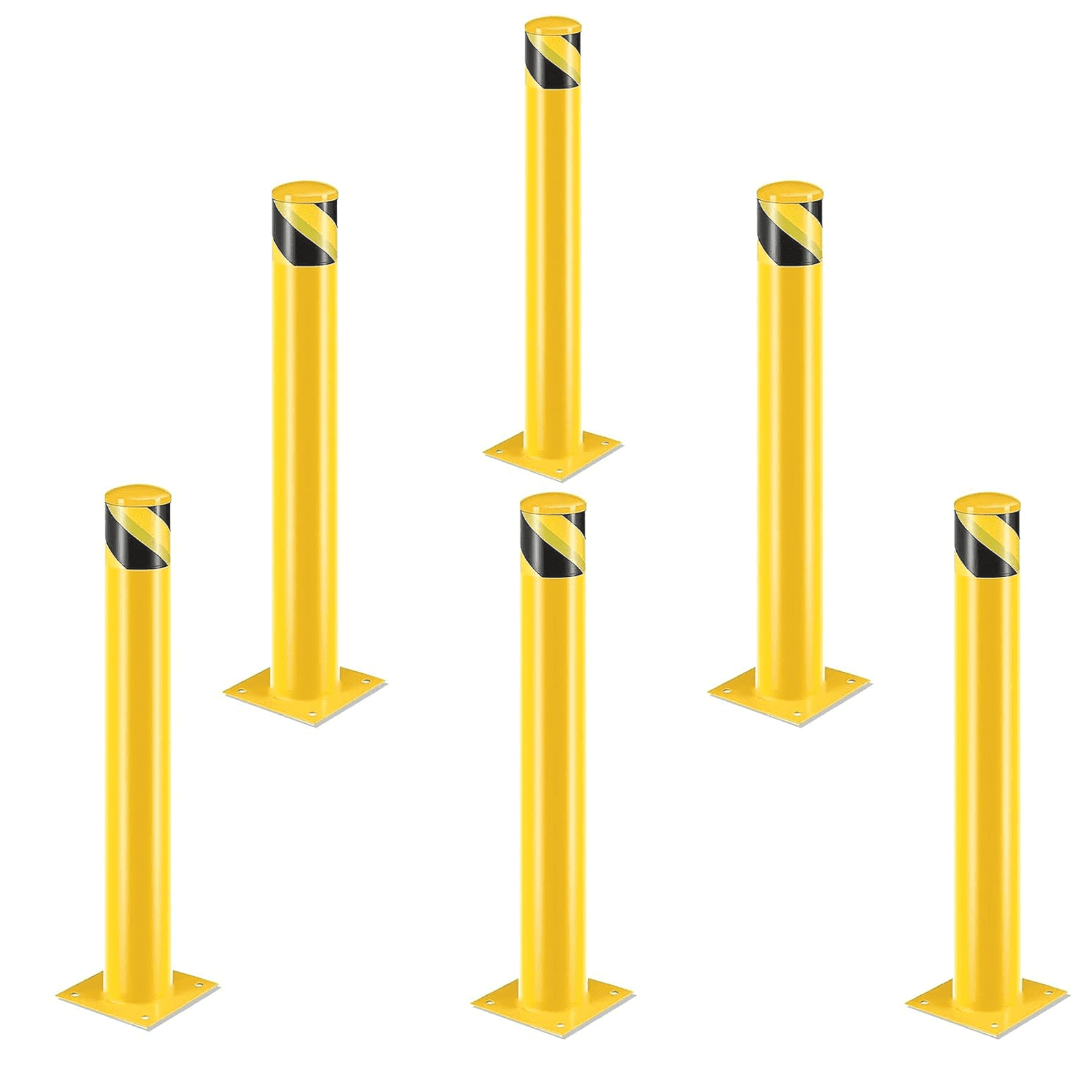 Steel Safety Bollards with Yellow Powder Coating for High Traffic Areas ...