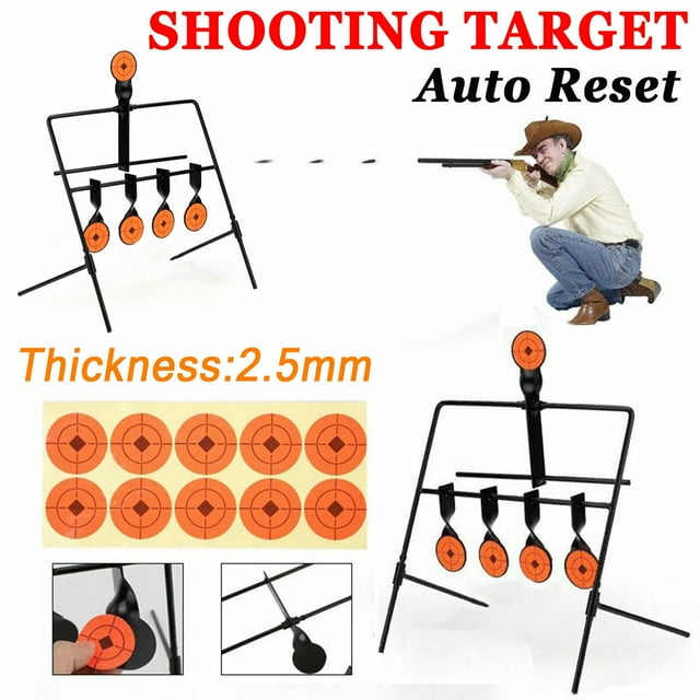 Steel Shooting Targets w/ 5x Auto Reset Spinning Target Rifle Pistol ...