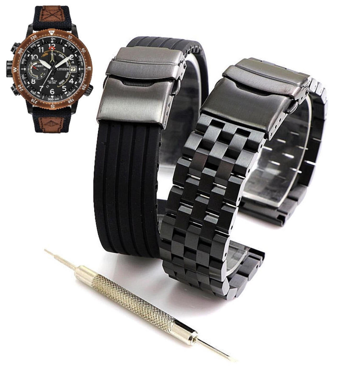 Steel & Silicone Replacement Watch Band Citizen Promaster Altichron ...