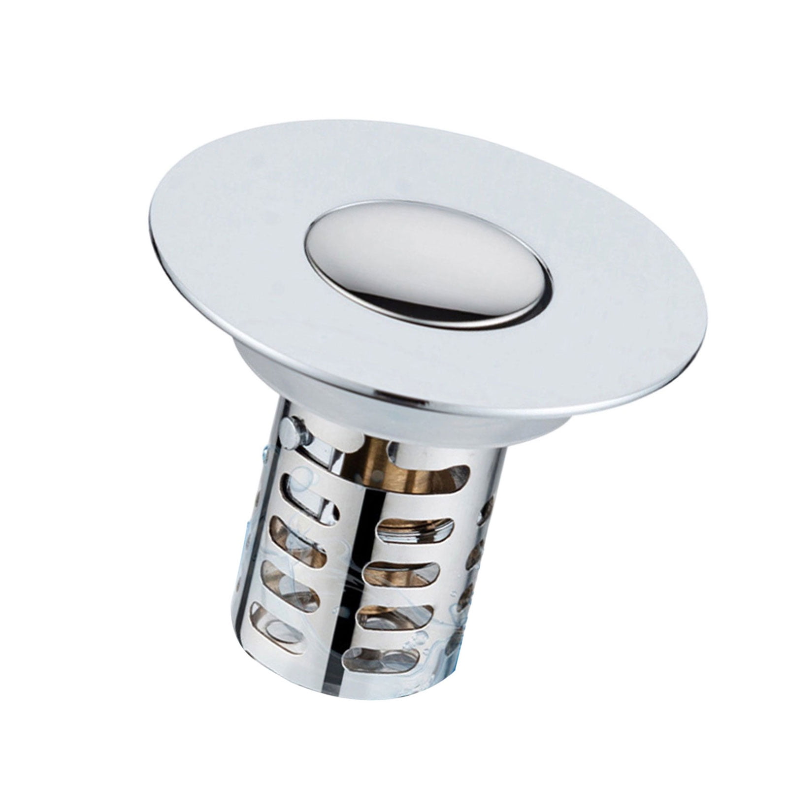 Steel Sink Drain Stoppers Push Button Design Neutral Drain Filter Hair ...