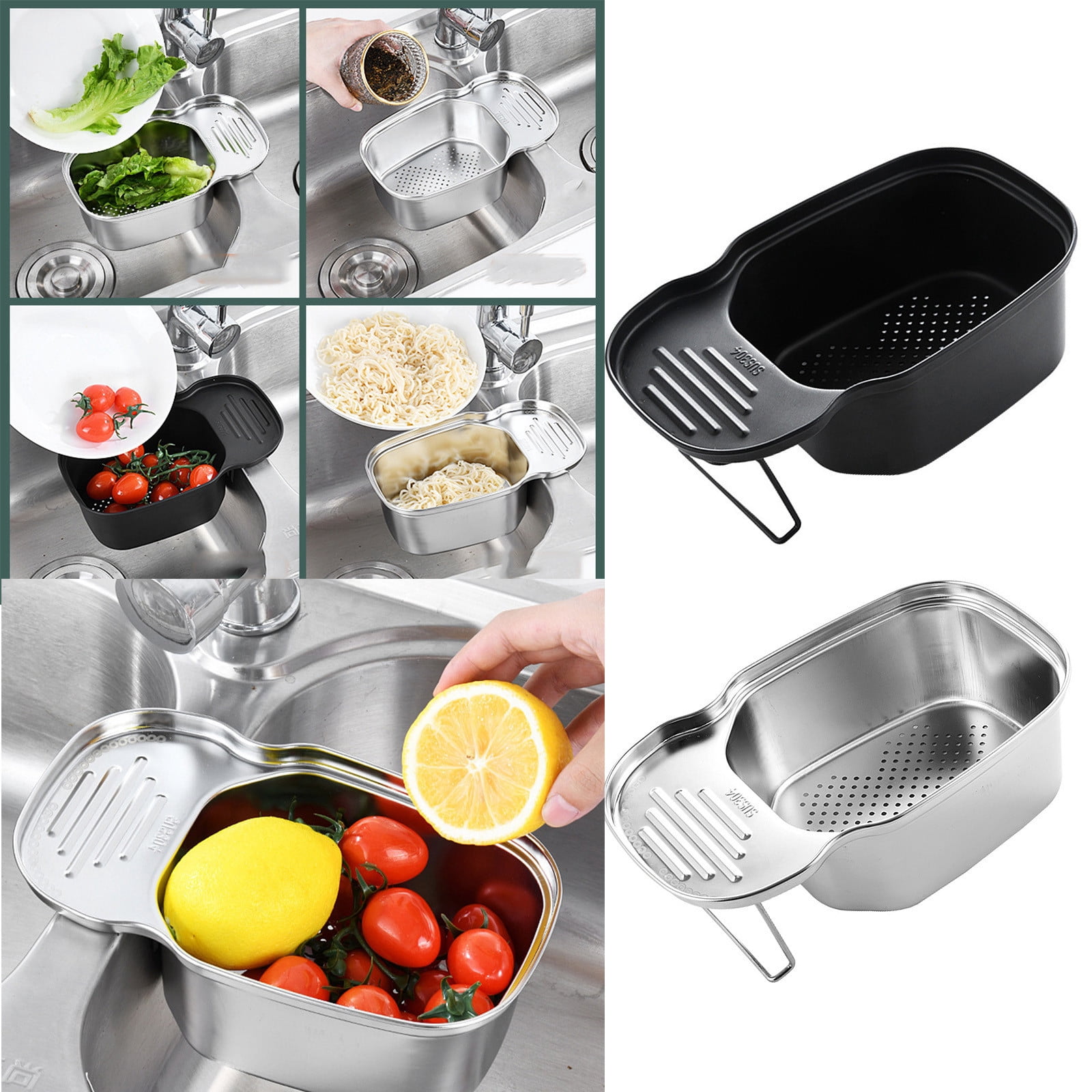 Steel Sink Strainer Basket with Adjustable Bracket for Food Waste ...