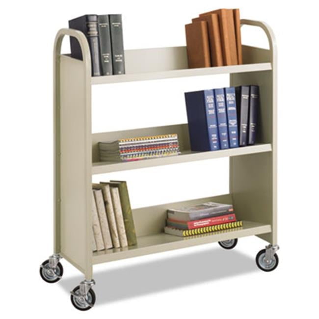 Steel Slant Shelf Book Cart, Three Shelves, 36w x 14.5d x 43.5h, Sand ...