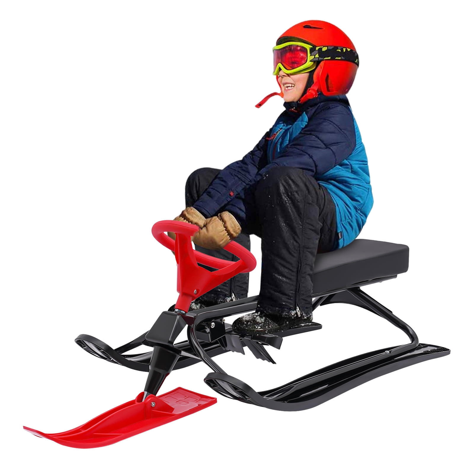 Steel Snow Racer Sled for 3-15 Years Old Kids Snow Runner Bike Sled Red ...