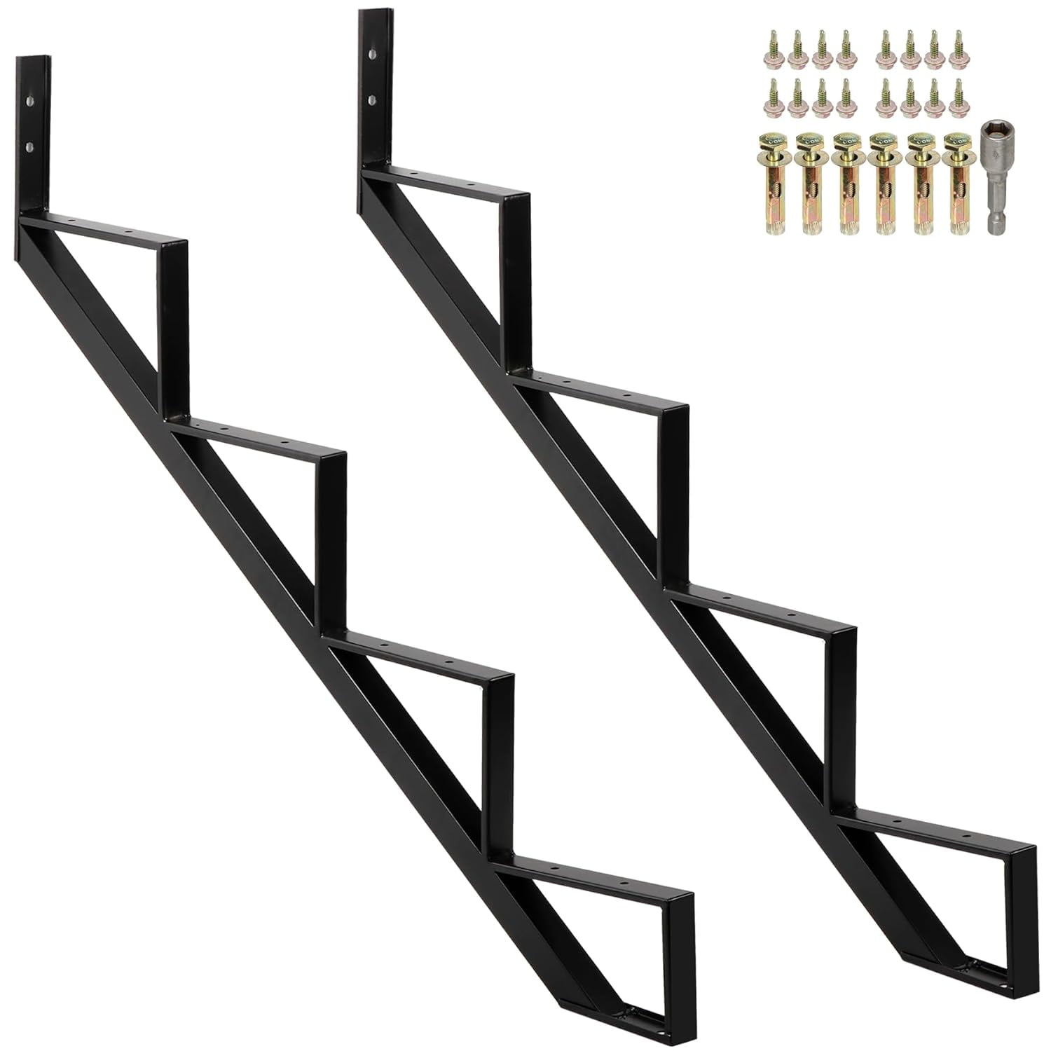 Steel Stair Step Riser 2 Pack, 4-Step Steel Stair Stringer, One Step ...