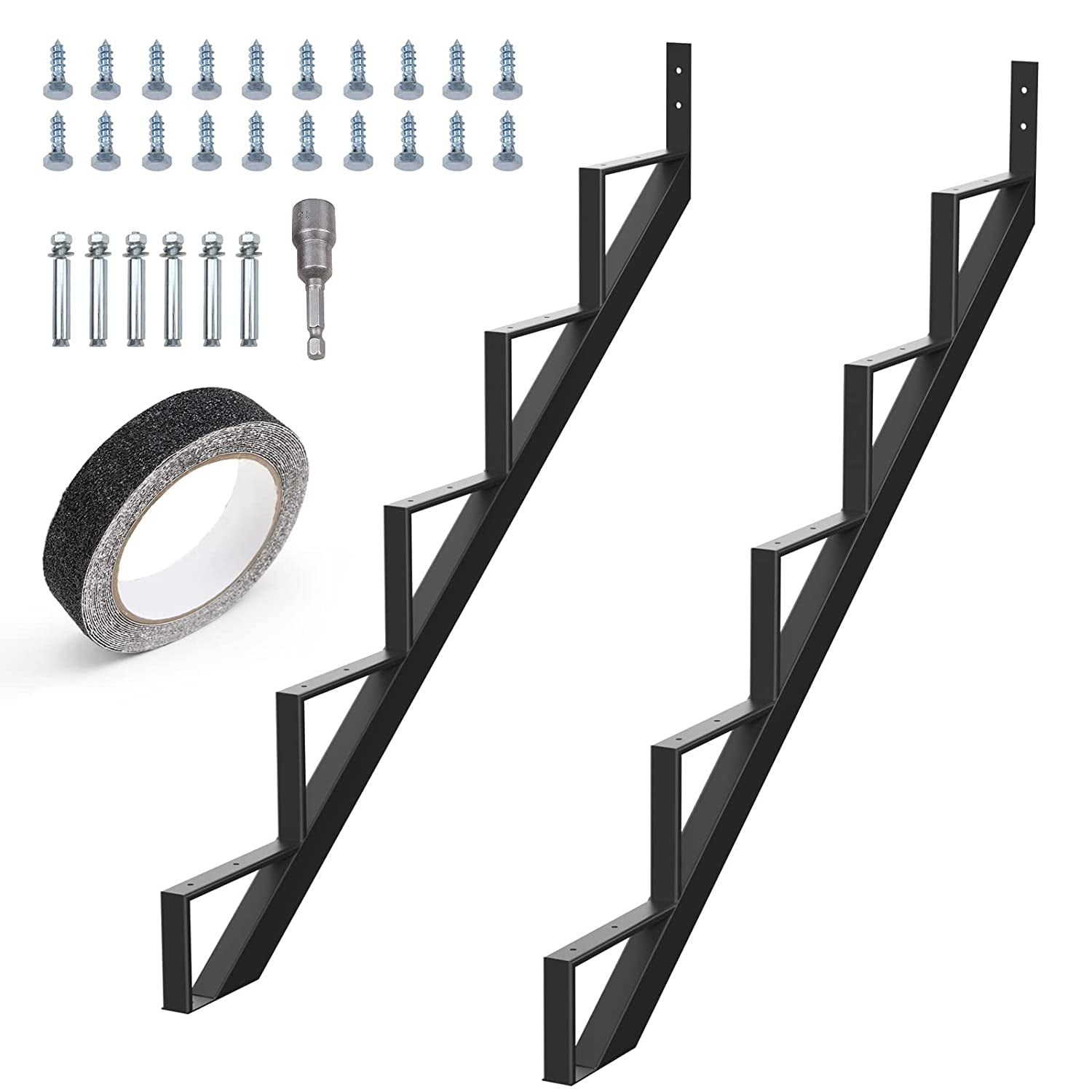 Steel Stair Step Riser -5 Step for Deck Height 41.8 Inches Metal Stair ...