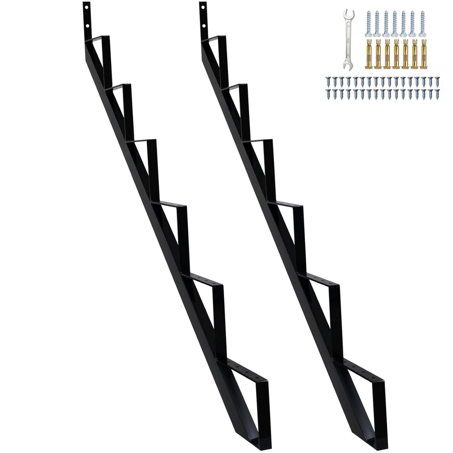 Steel Stair Stringer 6 Step, Metal Stair Stringers for Deck Height 49.6 ...