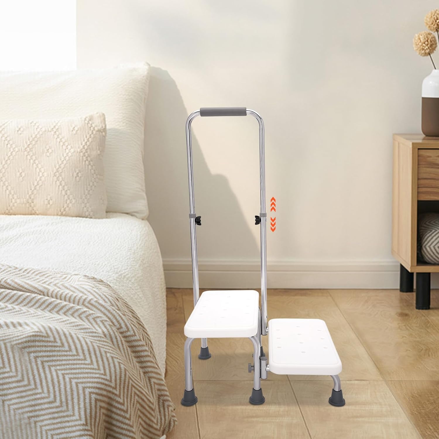 Steel Step Stool with Adjustable Handle, 2 Steps Medical Foot Stool ...