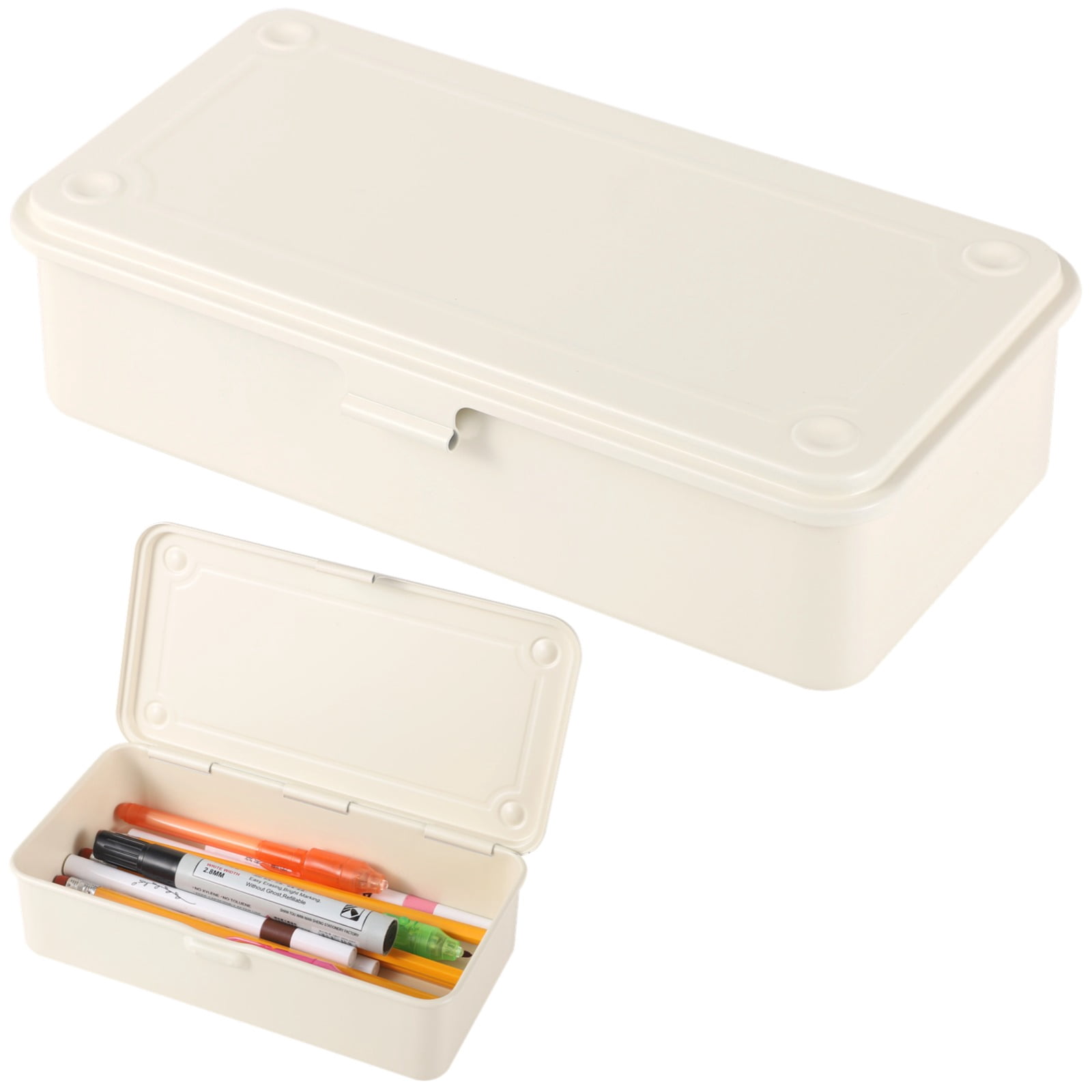 Steel Storage Box with Hinged Lid, Metal Container for Scrapbook Stamps ...