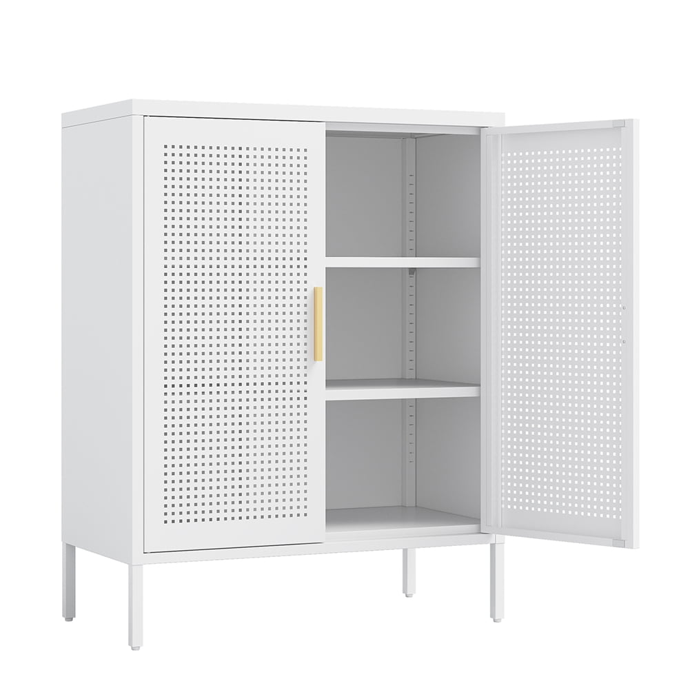 Steel Storage Cabinet with 2 Mesh Doors, 40''Tall Sideboard Buffet ...