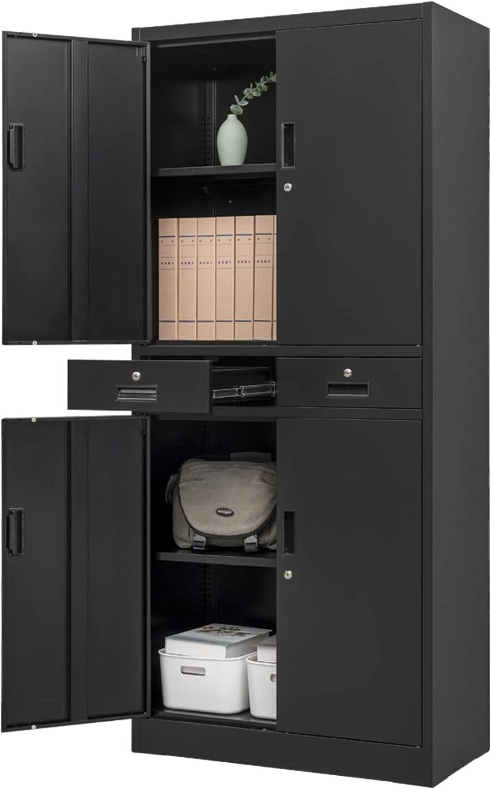Steel Storage Cabinet 87" Tall Large Locking Metal Storage Cabinet with ...