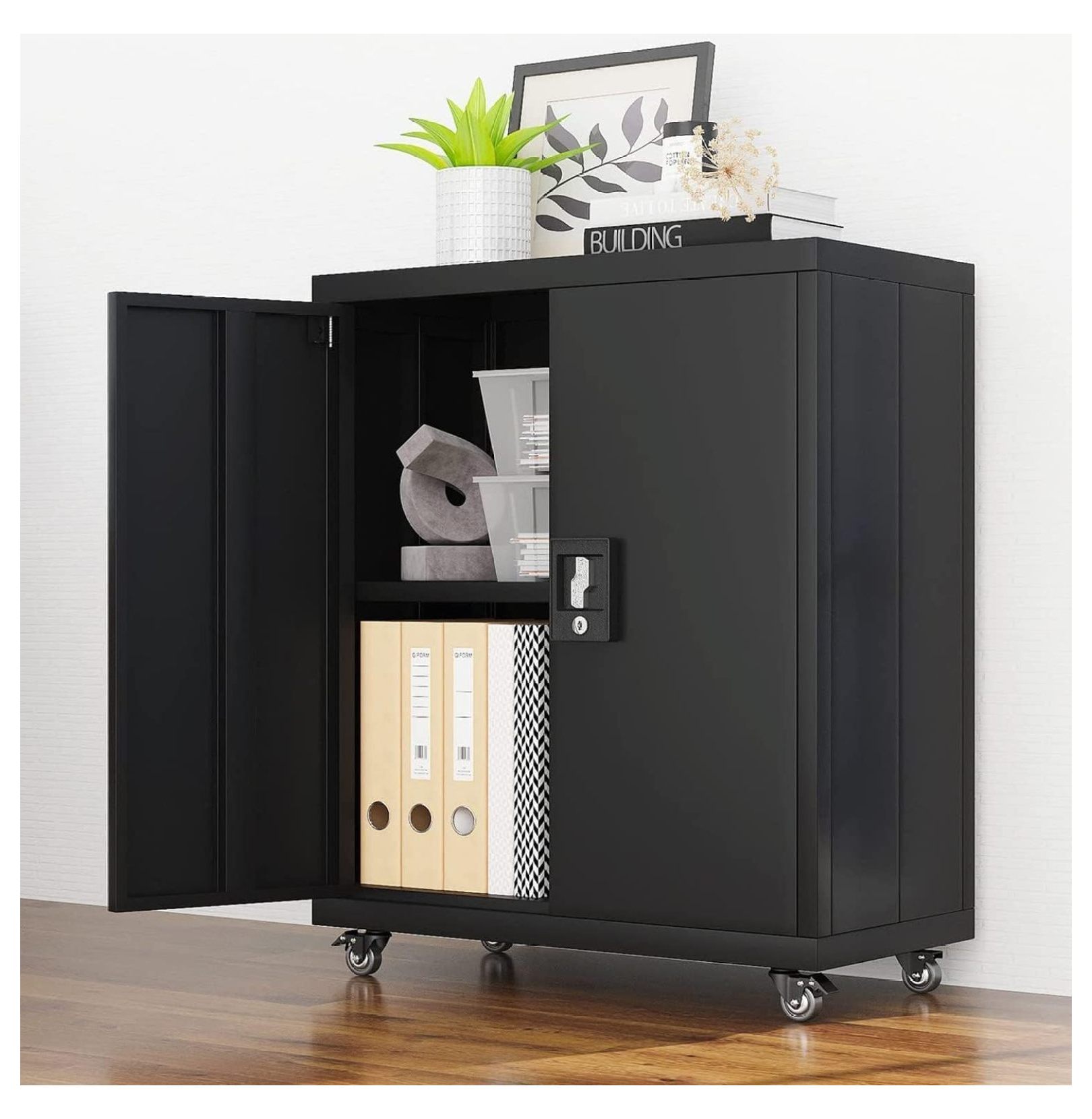 Steel Storage Cabinet with Locking Door and 1 Shelve,31.5" H Metal ...