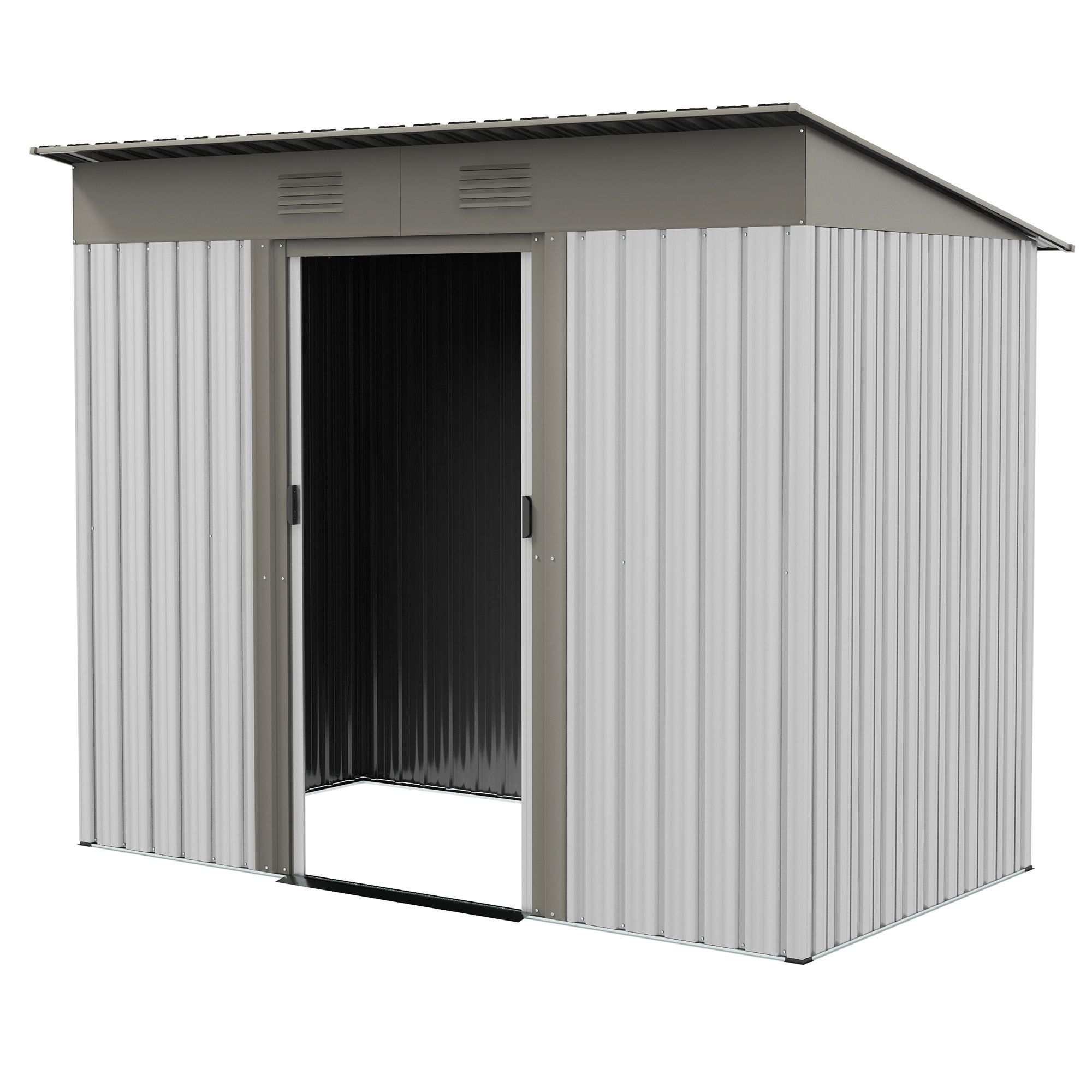 Steel Storage Shed 7x3.6 ft Outdoor Garden Shed with Lockable Doors ...