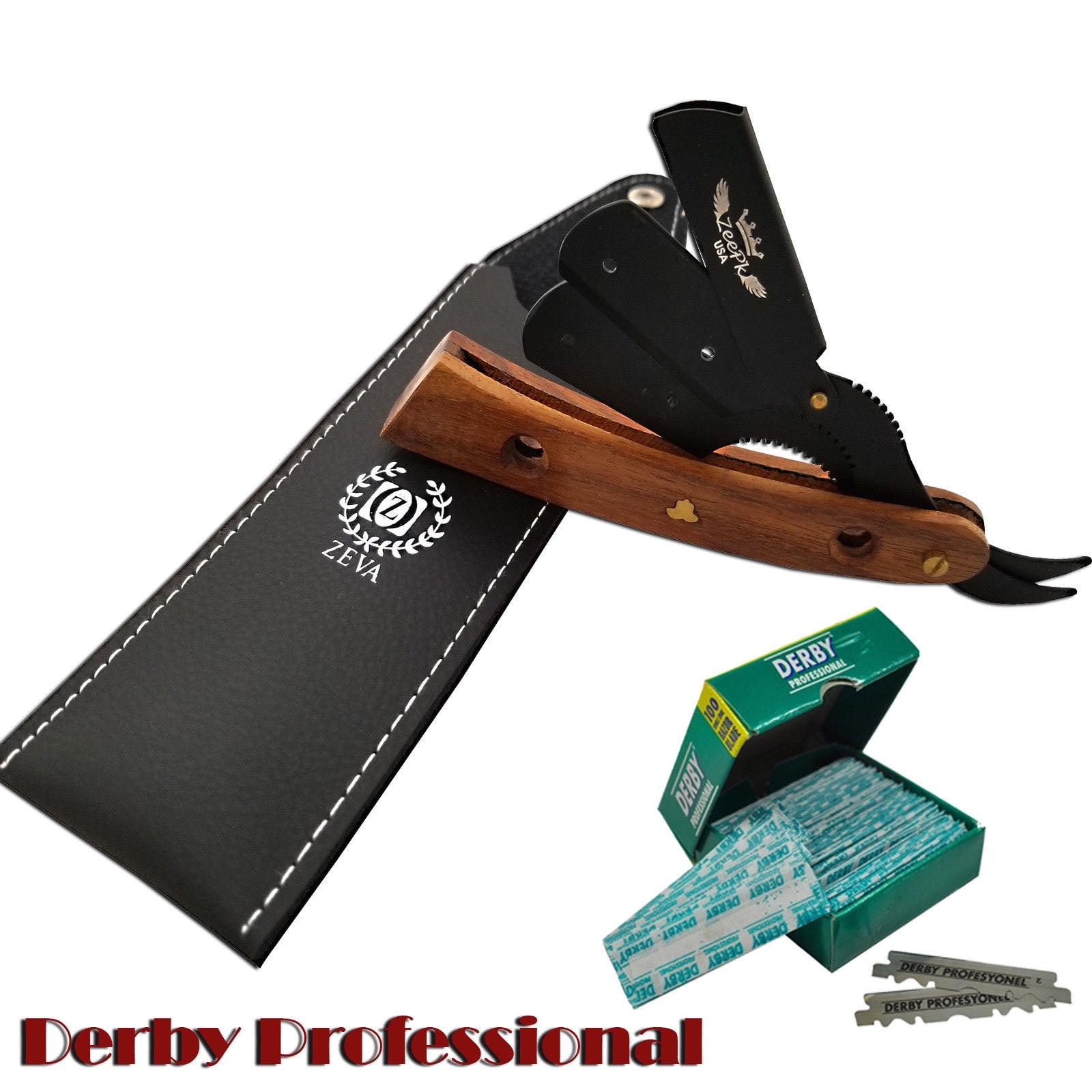 Steel Straight Razor w/ Wooden Handle USA BARBER SAFETY RAZOR SHAVETTE ...