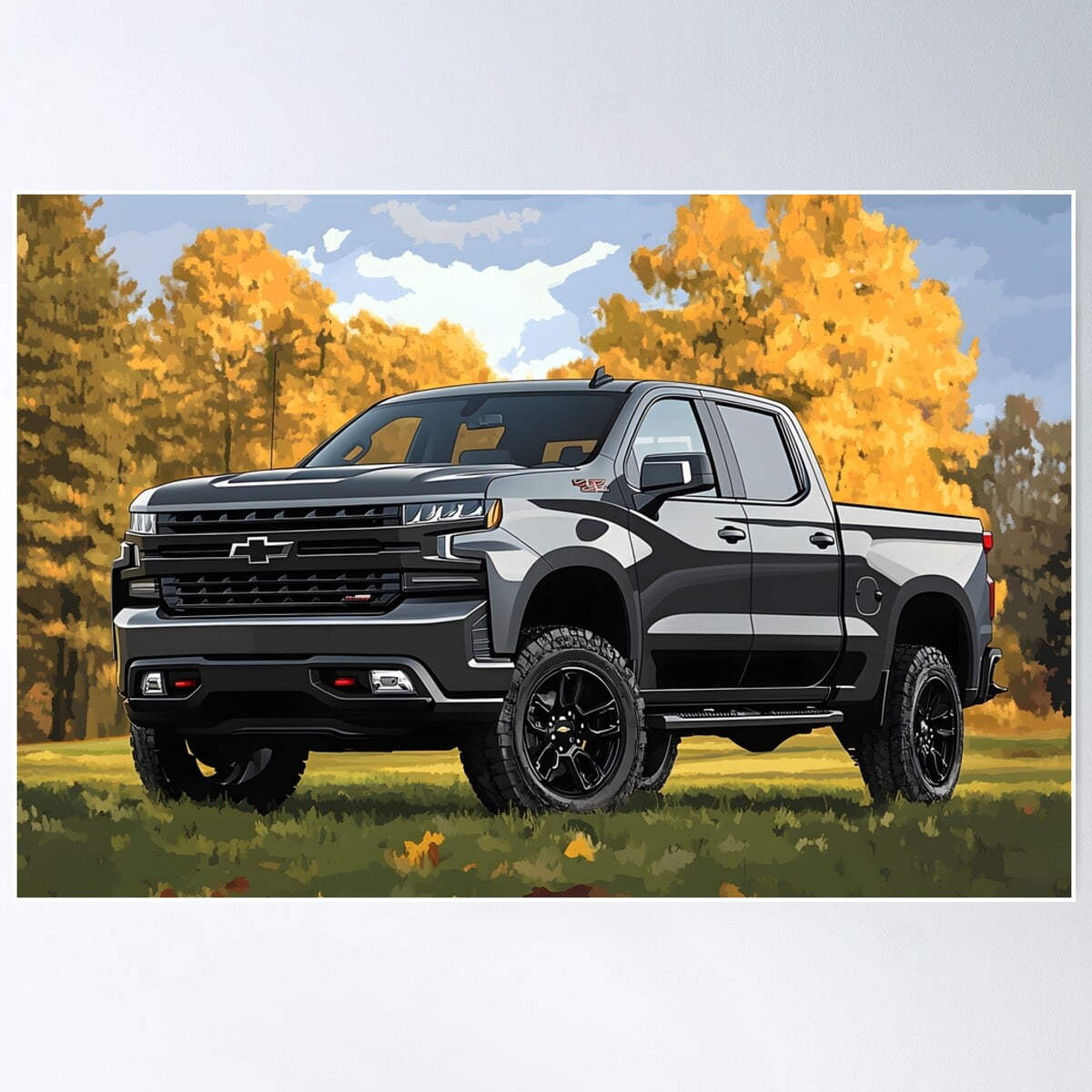 Steel Strength: Grey Chevrolet Silverado Pop Art Print Ii Poster Wall ...
