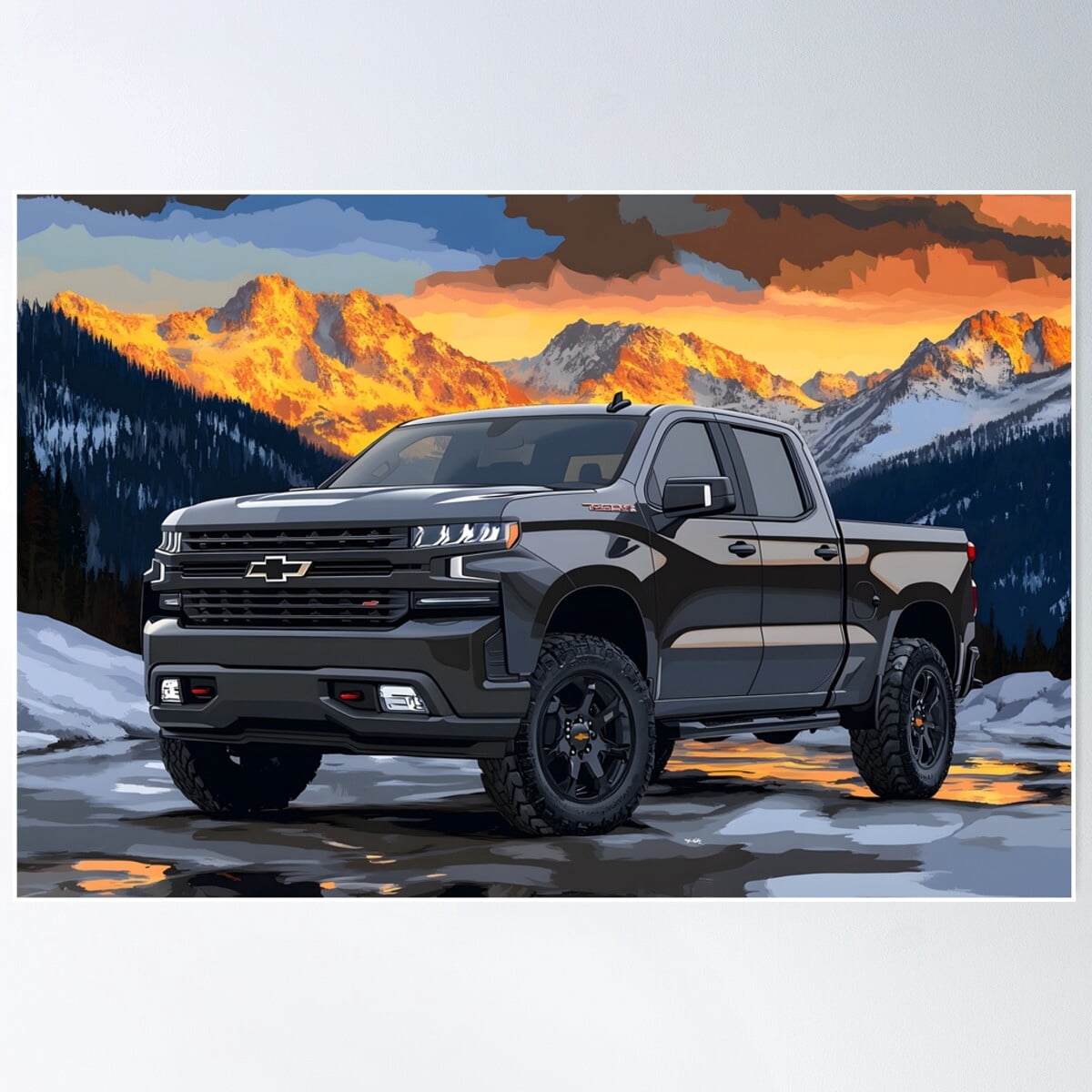 Steel Strength: Grey Chevrolet Silverado Pop Art Print Iii Poster Wall ...