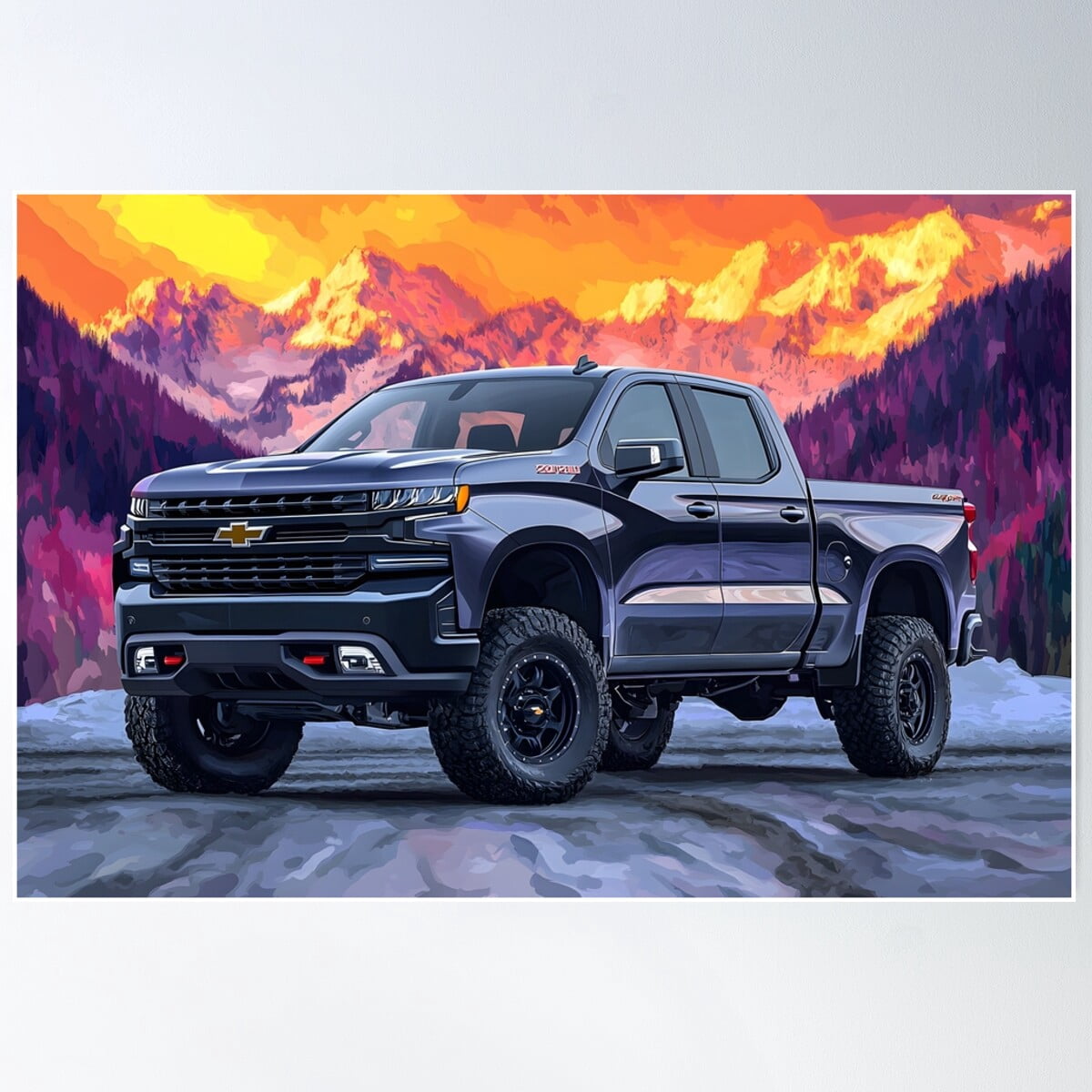 Steel Strength: Grey Chevrolet Silverado Pop Art Print V Poster Wall ...