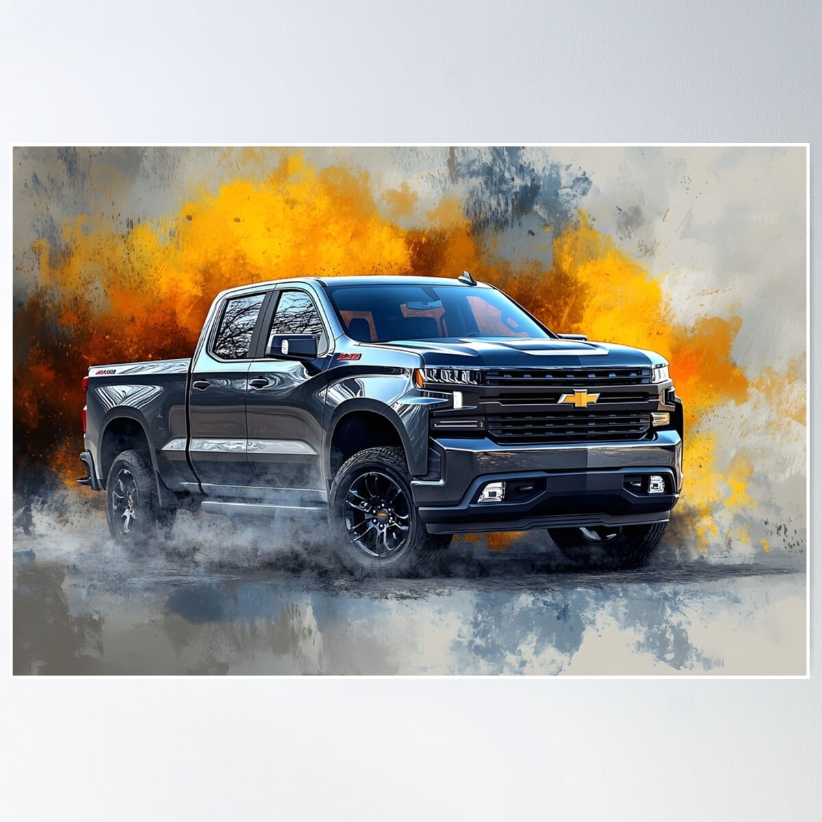 Steel Strength: Grey Chevrolet Silverado Pop Art Print Vii Poster Wall ...