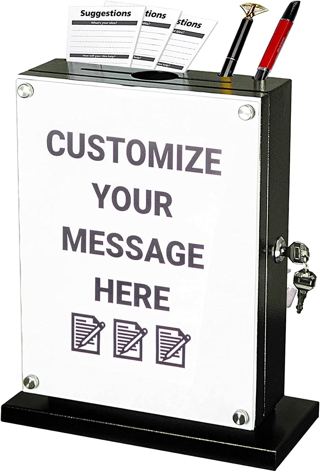 POCHAR D7H Large Lockable Steel Suggestion Box with Acrylic Board, Wall ...