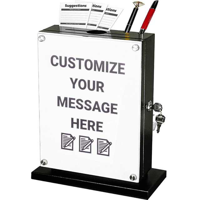 POCHAR D7H Large Lockable Steel Suggestion Box with Acrylic Board, Wall ...