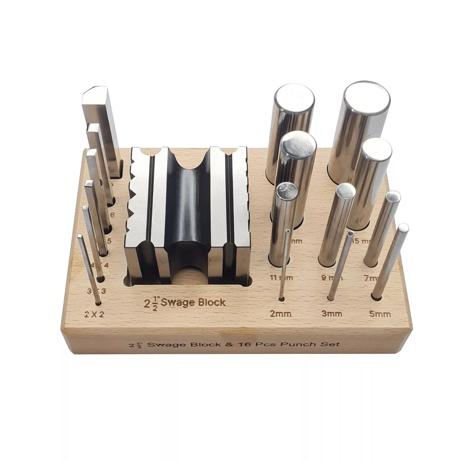 Steel Swage Block with 16 Punch Set With Wooden Stand - Jewelry Making ...